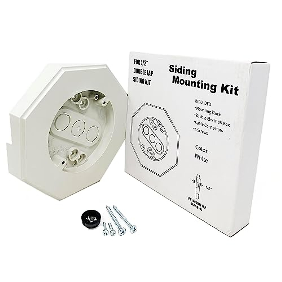 iMBAPrice 8141-1 Vertical Siding Lamp Octagon Mounting Kit with Built-in Box for 1/2 Inch (0.5") Outdoor Vertical Siding Lap