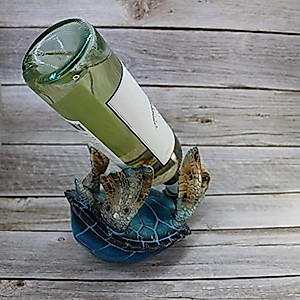 Sea Turtle Bottle Holder Turtle Figurine Natural Color Turtle Wine Bottle Holder, Blue