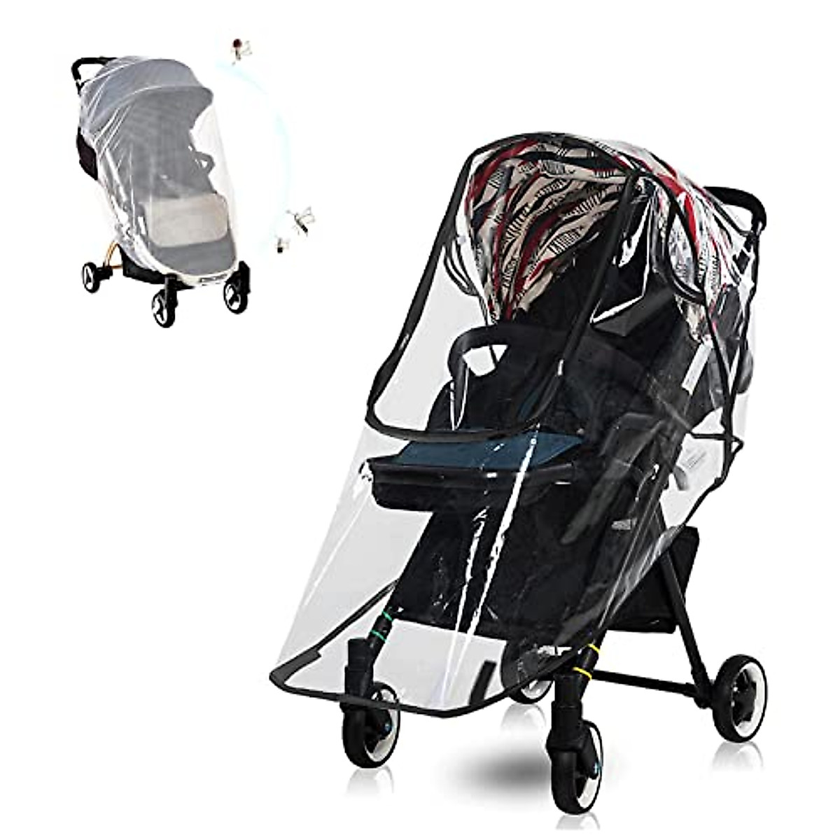 Baby Stroller Rain Cover with Mosquito Net Universal Stroller Cover Plastic Wind Weather Shield EVA Baby Travel Stroller Accessories