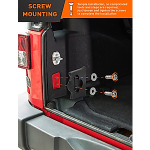 Savadicar TL01 Tailgate Limiter, Aluminum Alloy Rear Trunk Door Latch, Tail Gate Stopper for 2007-2018 Jeep Wrangler JK JKU 2-Door & 4 Door, Tailgate Replacement Accessories, Black, 1 PCs