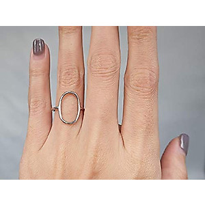 SOVATS Long Open Circle Ring for Women 925 Sterling Silver Rhodium Plated - Simple, Stylish &Trendy Nickel Free Ring, Size 7