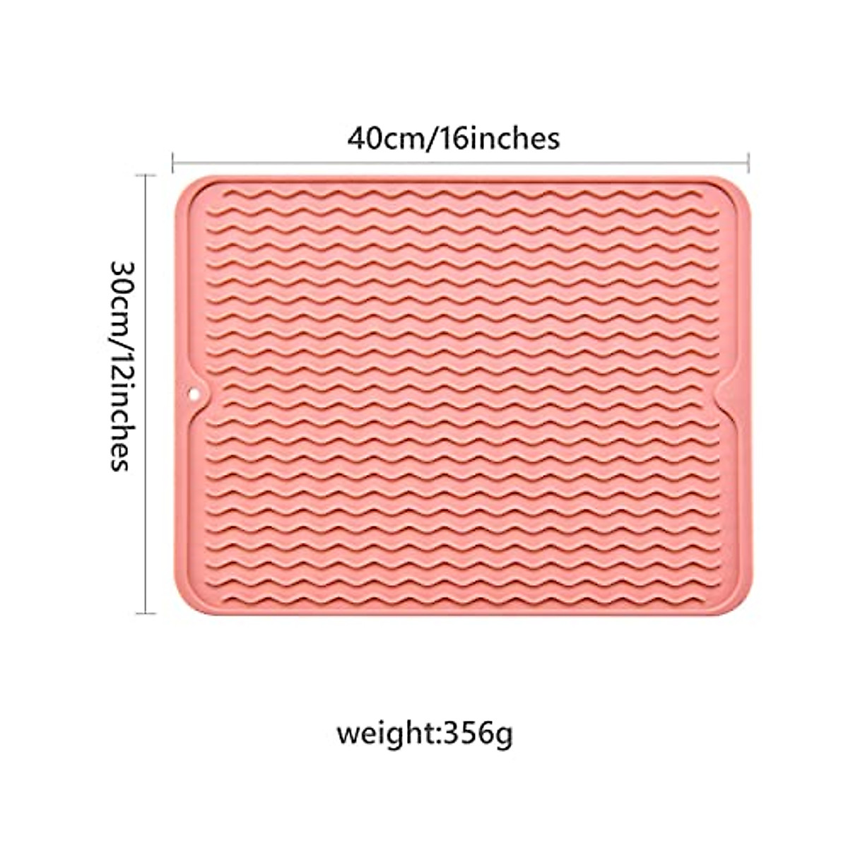 Kitchen Silicone Dish Drying Mat, Non-Slip Heat Resistant Pad for Sink Bar Bottle Cup, Dishwasher Safe(12x16")