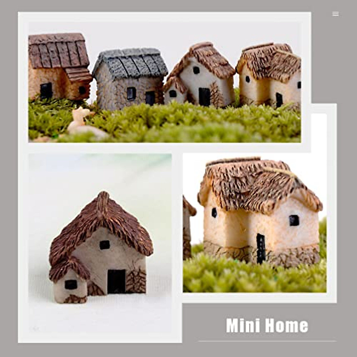 Angoily 12 Pcs Fairy Gardens Stone House Mini Fairy Cottage House Miniature Garden Stone House Ornaments for Micro Landscape Decoration(0.79" D x 0.79" W x 0.59" H)
