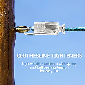 Cabilock 4PCS Metal Clothes Line Tensioners: Clothesline Tightener Clothes Line Tensioner Clothesline Spring Tensioner Clothesline Ratcheting Tensioners for Pulleys and Fixed Clothes Line Home