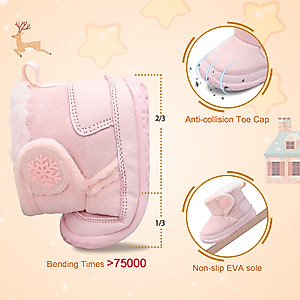 L-RUN Newborn Baby Booties Boys Girls Shoes Winter Warm Fur Lining Infant Toddler Prewalker Boots Pink 12-18 Months Infants