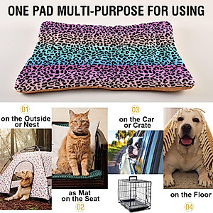 Coikll Leopard Pet Bed Pad Soft Dog Bed Mat with Anti-Slip Bottom, Machine Washable Crate Pad Mattress for Dog Sleeping- 24 * 18inches