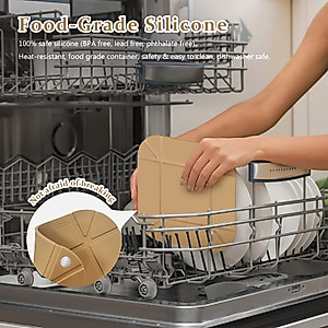 incley Folding Dinner Plates, From 2D to 3D in 1 Sec, Reusable Food Storage Container, Collapsible Silicone Bowl for Parties, Dining, Hiking, Camping, Storage, Creative Gift - 1 Piece Brown