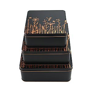 PHILPETY Decorative Storage Box Rural Tin Gift Box Tinplate Candy Cookie Box Square Candy Storage Containers with Lids for Chocolate Candy Tea Coffee Cosmetics Jewelry Photos Gift Case 3Pcs