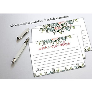 Greenery Floral Advice And Wishes Cards, Blank Well Wishes for Wedding, Bridal, Mr and Mrs, Retirement, Baby Shower Graduation Party,Rehearsal Dinner, Words of Wisdom, 25 Cards (bb002-JYK 002)