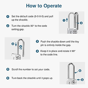 Puroma 2 Pack 2.6 Inch Long Shackle Combination Lock 4 Digit Outdoor Waterproof Padlock for School Gym Locker, Sports Locker, Fence, Gate, Toolbox, Case, Hasp Storage (Silver & Black)
