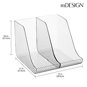 mDesign Plastic Divided Beverage Storage, Can Dispenser Holder for Kitchen, Refrigerator, Fridge, Pantry; Organizer for Soda, Pop, Drinks, Beer; Holds 24-26 Cans, Ligne Collection - Clear