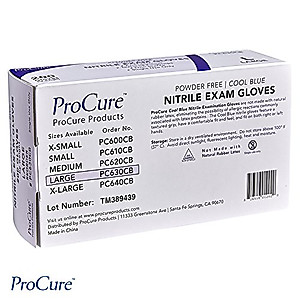 Medical Exam Disposable Nitrile Gloves Large, 400 Count - Powder Free, Rubber Latex Free, Food Safe, Surgical Grade, Ambidextrous, Textured Tips, 3 Mil Thickness - Cool Blue (2 Boxes of 200)