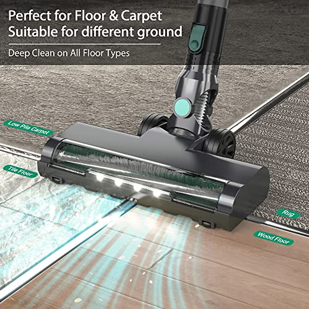 PRETTYCARE Cordless Vacuum Cleaner, 180W Powerful Suction Stick Vacuum with 35min Long Runtime Detachable Battery, 6 in 1 Lightweight Quiet Vacuum Cleaner Perfect for Hardwood Floor Pet Hair