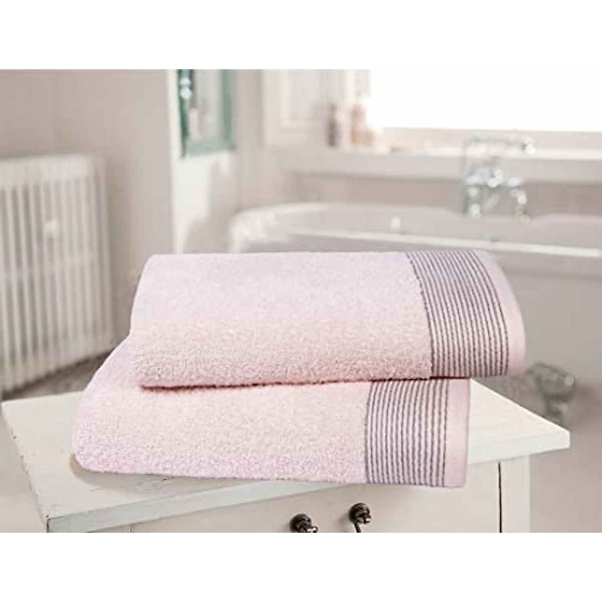 BELIZZI HOME Ultra Soft 2 Pack Oversized Bath Towel Set 28x55 inches, 100% Cotton Large Bath Towels, Ultra Absorbant Compact Quickdry & Lightweight Towel, Ideal for Gym Travel Camp Pool - Pink