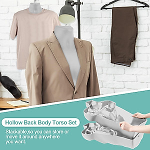 Sintuff 4 Pack Male and Female Mannequin Torso with Stand Dress Form Hollow Back Shirt Mannequin Display Half Body Mannequin for Clothes White Clothing Mannequin for Craft Shows, S-Medium Clothes Size