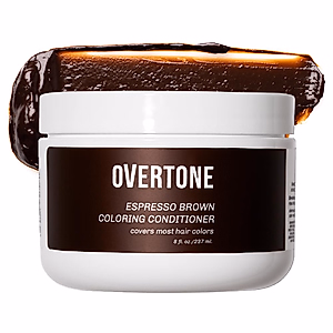 oVertone Haircare Color Depositing Conditioner - 8 oz Semi Permanent Hair Color with Shea Butter & Coconut Oil - Temporary Hair Color Dye - Vegan, Cruelty-Free - Espresso Brown.