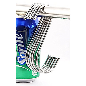 RuiLing 10 Pack Premium 4.5 inch Heavy Duty Stainless Steel S Hooks - S Shaped Hook - Hanger Hooks - Ideal for Hanging pots and Pans, Plants, Utensils, Towels etc. Set of 10