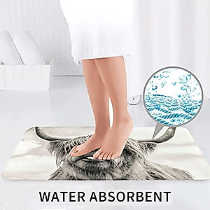 Billichase Highland Cow Bathroom Rugs and Mats Set 3 Pieces Non Slip Absorbent U-Shaped Contour Toilet Mats, Bath Mat and Toilet Lid Cover for Tub Shower and Bath Room