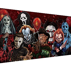 KYOQFVN Halloween Diamond Painting Kits for Adults,5D Full Round Diamond Halloween Clown Diamond Art Kit, Large Dots Diamond Painting for Beginners, DIY Beads for Home Wall Decor, 27.5" x 15"