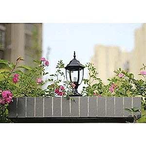 JSBDPHW Retro Style E27 Pillar Lamp Outdoor Waterproof Post Light Glass Lampshade Villa Courtyard Fence Column Light Lawn Lamp Base Landscape Light