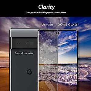 [2+1 PACK + UV Lamp] Whitestone Dome Glass Screen Protector for Google Pixel 6 Pro, Full Tempered Glass Shield with Liquid Dispersion Tech [Easy to Install Kit] Smart Phone Screen Guard with Camera Film Protector - 2pack