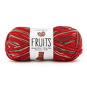 Premier Yarns Fruits Yarn, Acrylic Yarn for Crocheting and Knitting, 235 yds, Strawberry