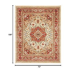 SAFAVIEH Lyndhurst Collection Area Rug - 6' x 9', Ivory & Rust, Traditional Oriental Design, Non-Shedding & Easy Care, Ideal for High Traffic Areas in Living Room, Bedroom (LNH330R)