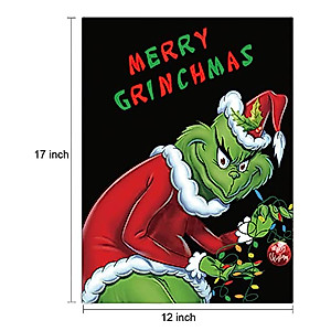 WLWLG Merry Grinchmas Garden Flag for Christmas Indoor & Outdoor Decoration 12''x17'' Double-Sided Vertical Burlap Garden Flag i, GF003