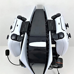 3D Cabin PS5 Controller & Headphone Console Bracket Mount Holder for Play Station 5 Digital Or Disc DualSense (Left & Right Pack) Grey