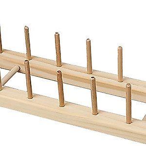 Yiju Sewing Thread Holder Embroidery Storage Multi Spools Wood Shelf Quilting Organizer Needlework Bobbin Rope Wooden Thread Rack Decoration Tool, 29.5cmx9.5cmx4.6cm