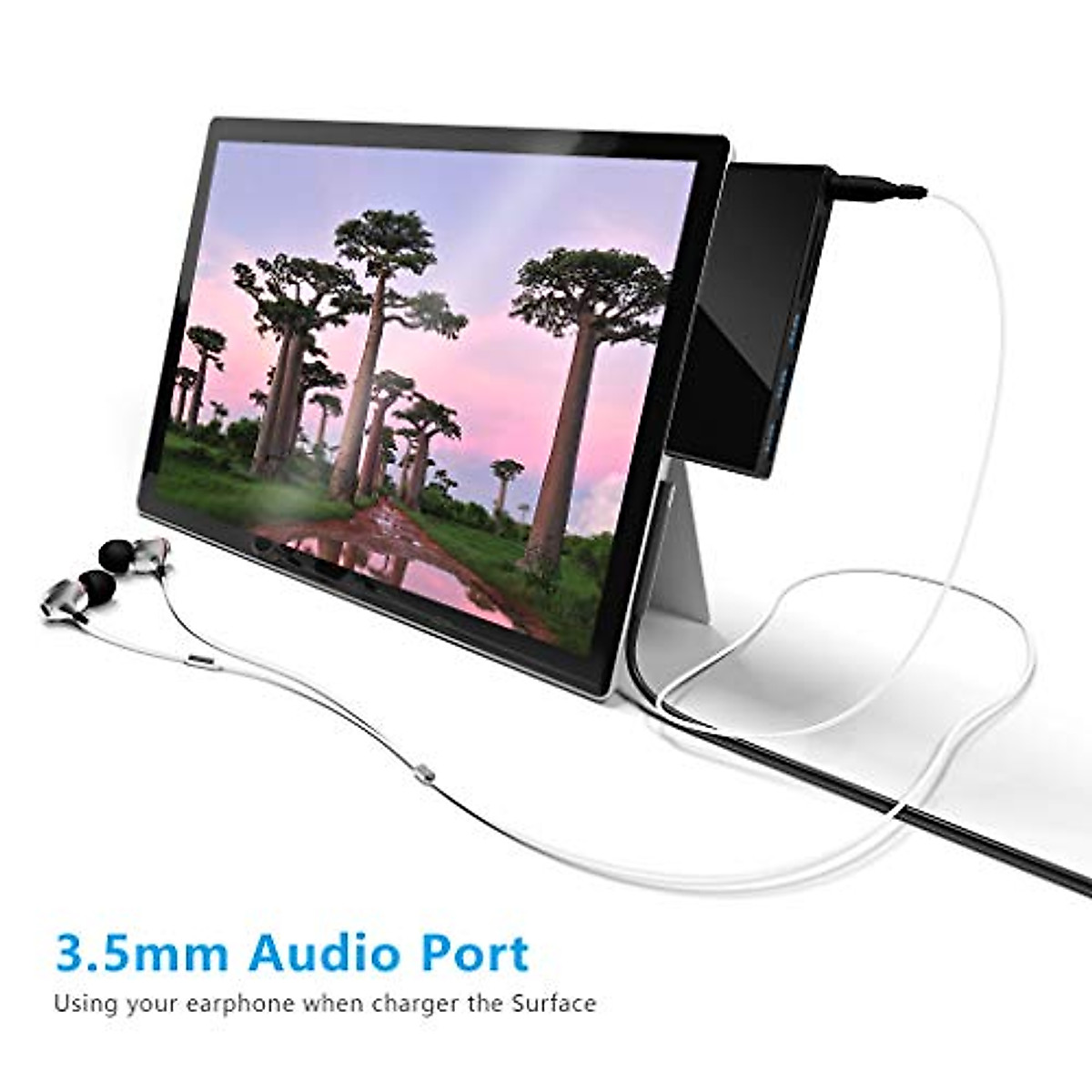 Surface Go/Surface Go2/Surface Go3 Hub, 6-in-2 USB C Surface Go/Go 2/Go3 Docking Station with USB 3.0+2 USB2.0 Ports, 3.5mm Earphones Jack,SD/TF Card Reader(Surface Go Adapter)