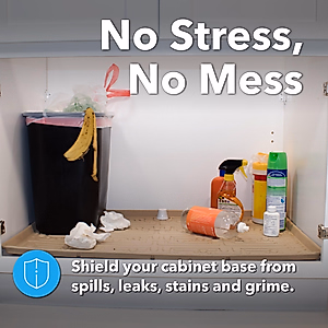 Xtreme Mats Waterproof Under Sink Mat (Gray 25" 1/4 x 19 1/4) Shelf Liner Cabinet Liner for Home Bathroom Vanity Cabinets Plumbing Leak Water Damage Prevention Flexible Under Bathroom Sink Driptray