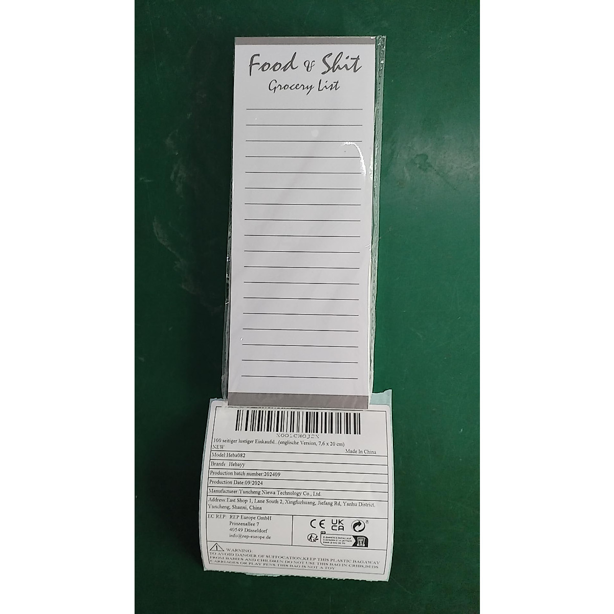 100 Pages Food&Shit Magnetic Back Funny Grocery List Planner Note Pad To Do List for Fridge Locker (3" x 8")