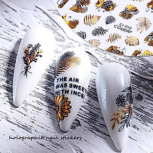 Gold Maple Leaf Nail Sticker Nail Supplies Nail Art Stickers Nail Decals Stickers para Uñas Nail Art Stickers for Nails Self-Adhesive SummerThanksgiving Nail Art Design Decor Access 9PCS