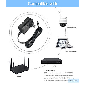 AC 100-240V to DC 12V 2A Power Supply Adapter 12 Volt 2 Amp with 5.5mm x 2.1mm DC Jack for CCTV Camera, DVR, NVR, Home Security Camera Surveillance System, Led Light Strip