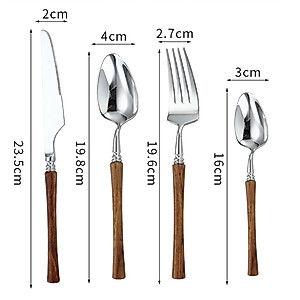 Aimilan 48 Piece Silverware Set for 12, 18/10 Stainless Steel Rosewood Wooden Handle Flatware Cutlery Set for Home Kitchen Restaurant, Mirror Finish, Dishwasher Safe (48-Piece for 12)