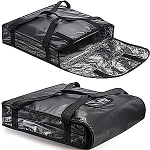 DEAYOU Large Pizza Bag, Insulated Pizza and Food Delivery Bag, Professional Thermal Pizza Warmer Bag, Hot Pizza Carriers for Transport, Catering, Moisture Free, Heavy Duty, 20" x 20" x 5", Black