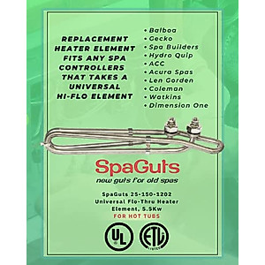 SpaGuts 25-150-1202 Universal Flo-Thru Heater Element, 5.5Kw, Titanium