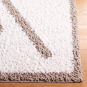 Safavieh Calico Shag Collection 8' x 10' Ivory/Blue CLC114A Mid-Century Modern Non-Shedding 1.6-inch Thick Area Rug