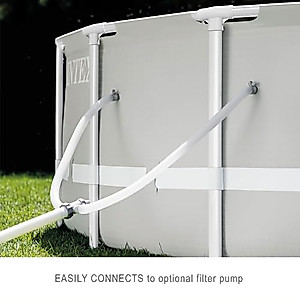 Intex 10 Feet Round Prism Metal Frame Above Ground Outdoor Backyard Swimming Family Pool for Kids and Adults ages 6 and Up, Gray