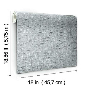 RoomMates RMK11696RL Light Gray Faux Grasscloth Weave Non-Textured Peel and Stick Wallpaper
