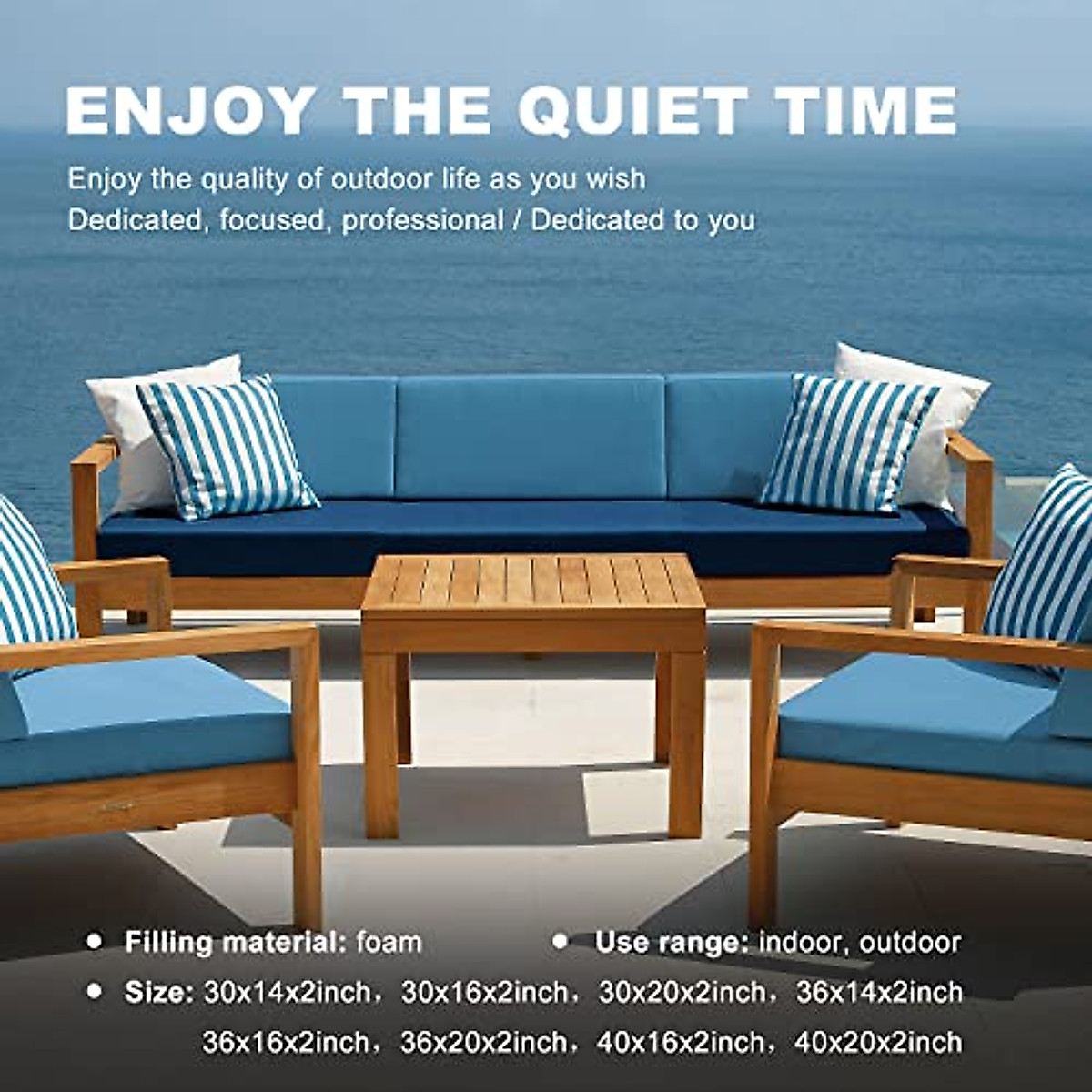 Bench Cushion 36×20×2inch,Bench Pad with Non-Slip Bottom,Indoor/Outdoor Thickened Foam Furniture Cushions for Garden Patio Bench Swing,Bay Window Seat Pads,Washable Sofa Cushion