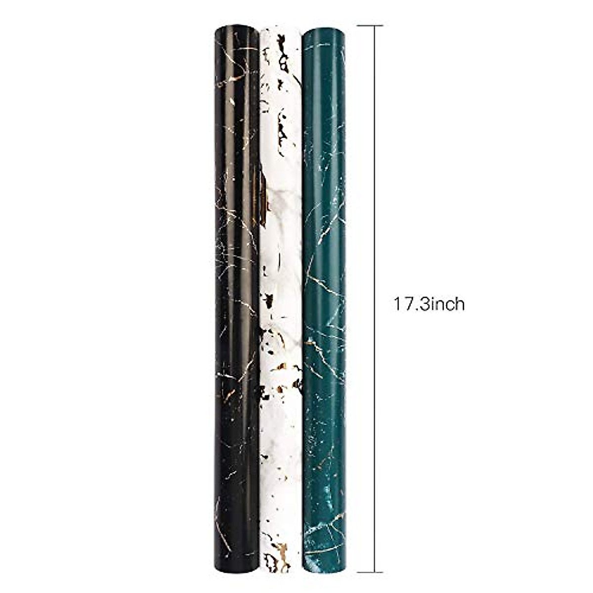 MAYPLUSS Wrapping Paper Roll - Mini Roll - 17.3 inch X 120 inch Per roll - 3 Different Marble with Gold Foil Design (43.2 sq.ft.ttl)