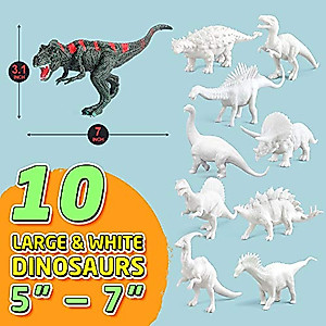 BAODLON Kids Arts Crafts Set Dinosaur Toy Painting Kit - 10 Dinosaur Figurines, Decorate Your Dinosaur, Create a Dino World Painting Toys Gifts for 5, 6, 7, 8 Year Old Boys Kids Girls Toddlers