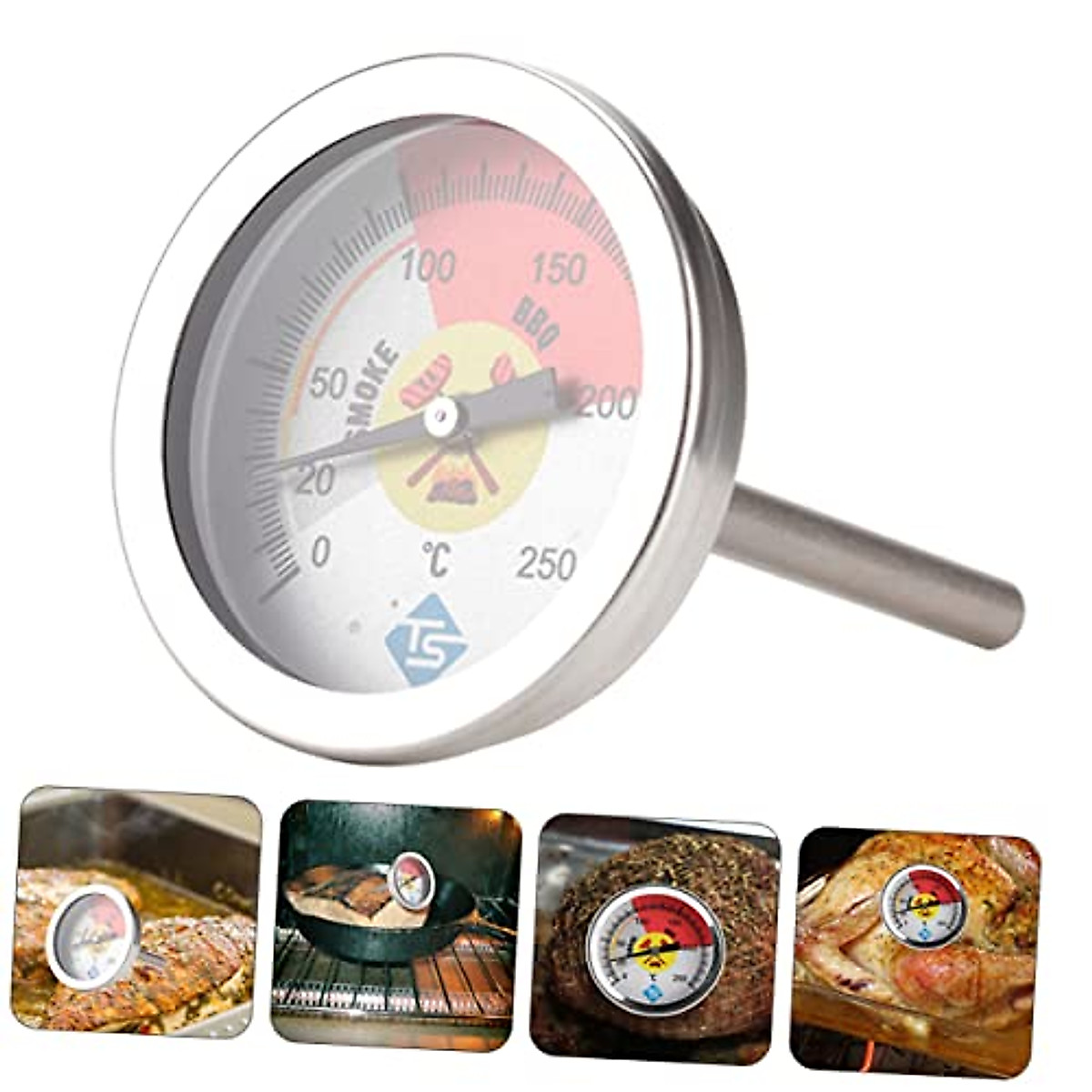 YARNOW - Pizza Roasting Baking Food Stainless Measurement Oven Gauge Fry Grill Temperature Deep Barbecue Practical Warming Frying Kitchen Smoker Pointer Steel -℃ for