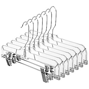 HOUSE DAY Clear Skirt Hangers 12 Pack and White Velvet Hangers 50 Pack, Closet Hangers Set, College Dorm Room Essentials