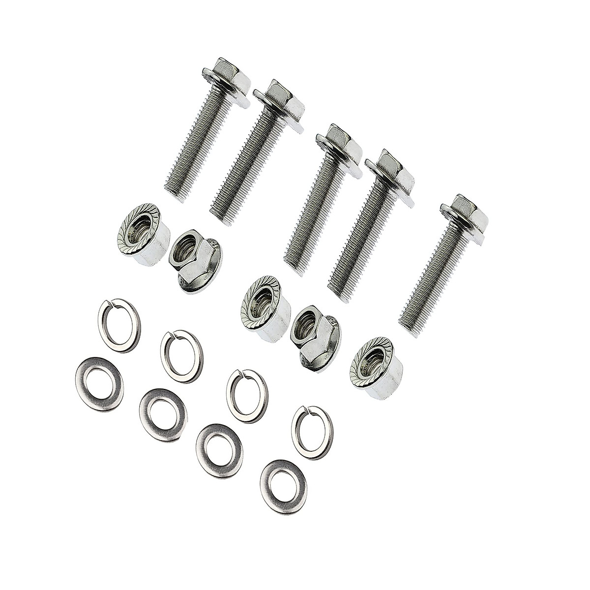 Needenr M8-1.25x45mm Flanged Hex Head Bolts,Stainless Steel 304 Flange Hexagon Bolt,Nuts,Flat & Lock Washers Kits Flange Hexagon Screws for Exhaust Manifold Hardware Kit