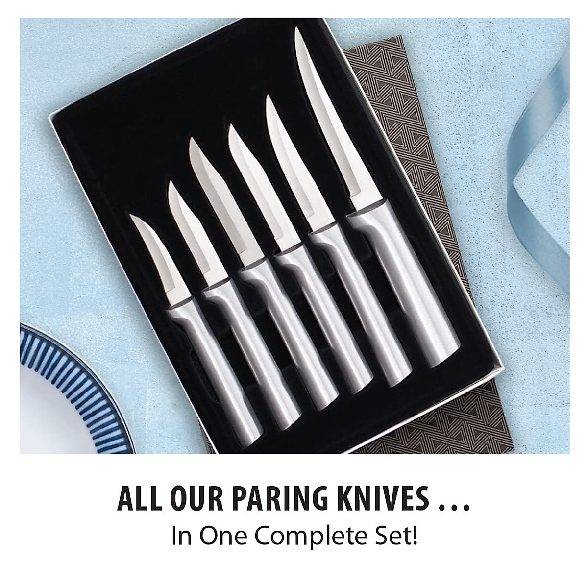 RADA Paring Knife Set – 6 Knives with Stainless Steel Blades and Knife Sharpener