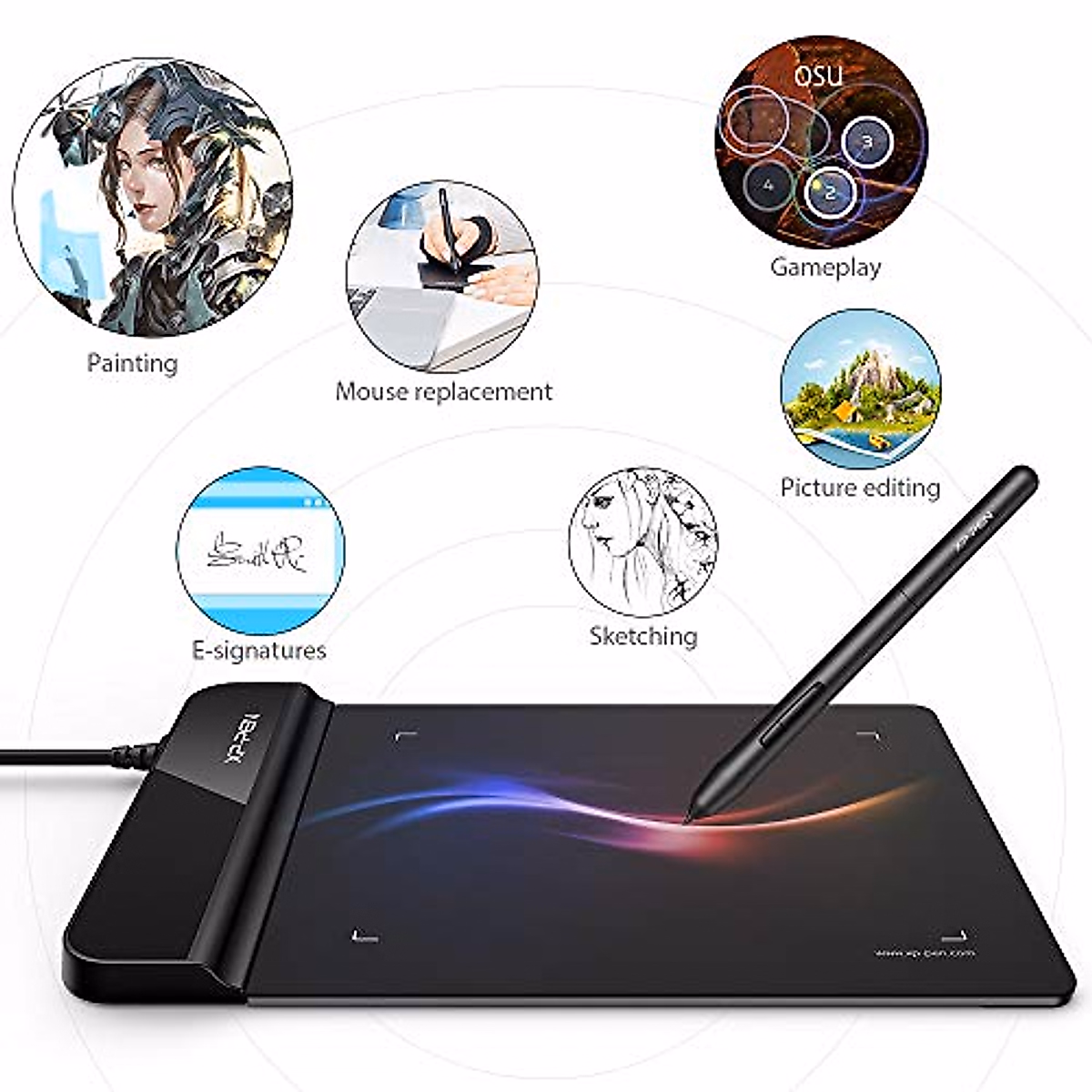 Drawing Tablet XPPen G430S OSU Tablet Graphic Drawing Tablet with 8192 Levels Pressure Battery-Free Stylus, 4 x 3 inch Ultrathin Tablet for OSU Game, Online Teaching Compatible with Window/Mac Black