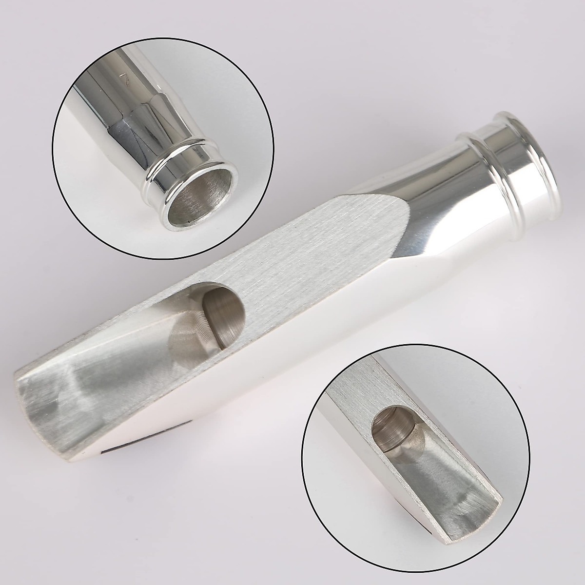 Yibuy Silver Jazz E-flat Alto Saxophone Mouthpiece 7# PU and Leather Cap 90 x 36 mm